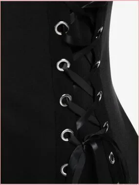 Tops | Plus Size Hooded Zip Front Laceup Gothic Asymmetrical Hem Top ...